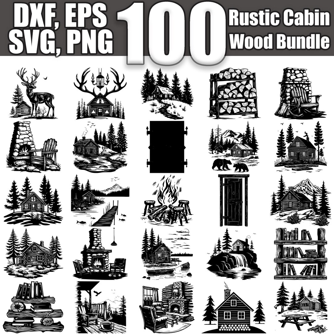 Rustic Cabin Wood SVG Bundle: 100 Lodge Designs (digital Download) - Etsy