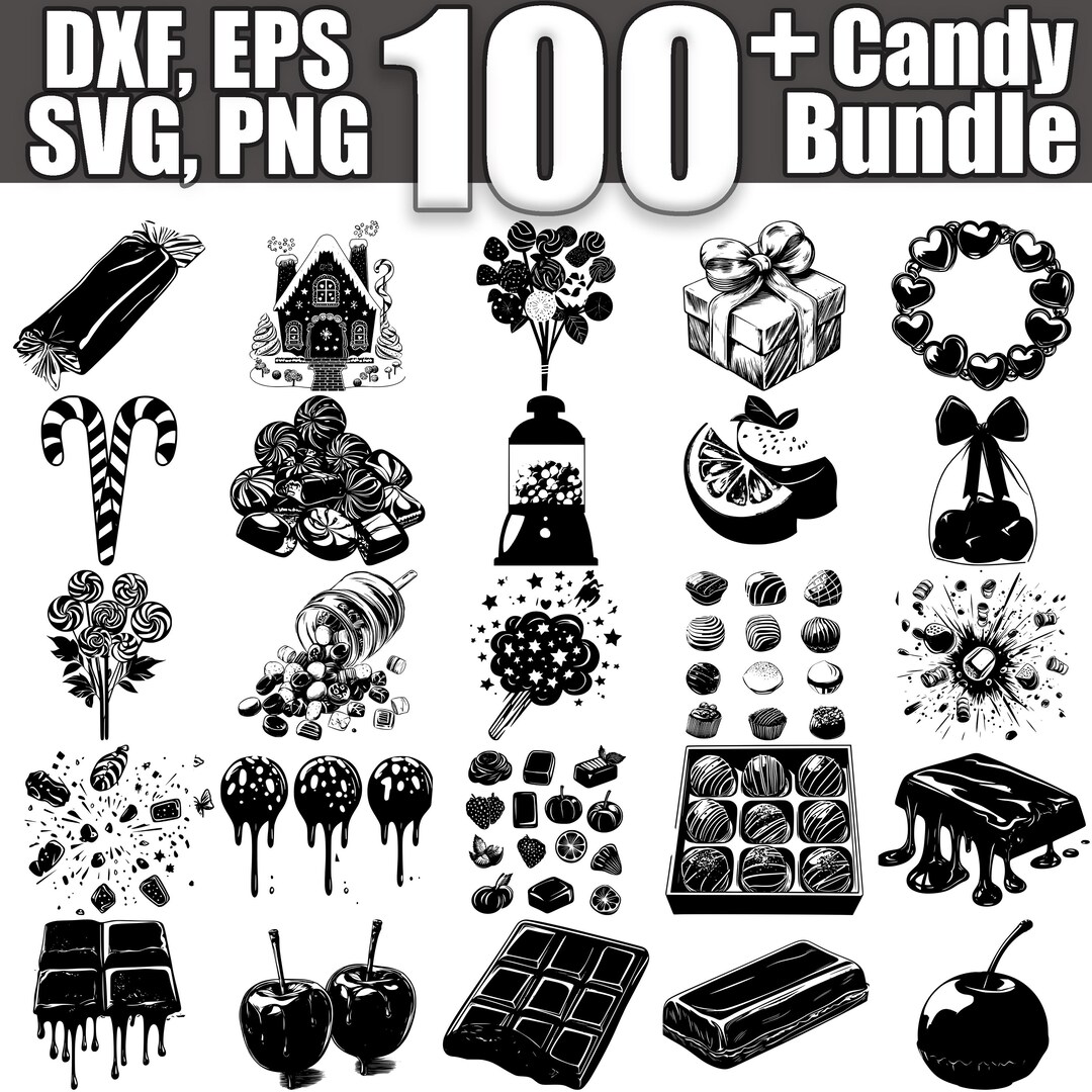Candy SVG Bundle, Set of 100, Instant Digital Download Svg Png Dxf Eps ...