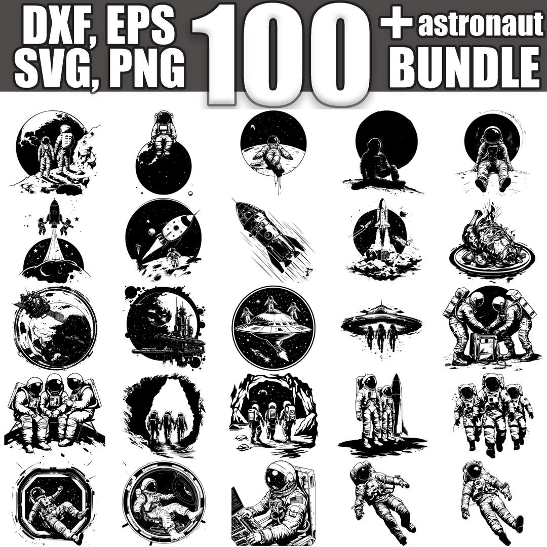 Astronaut SVG Bundle, Set of 100, Instant Digital Download Svg Png Dxf ...