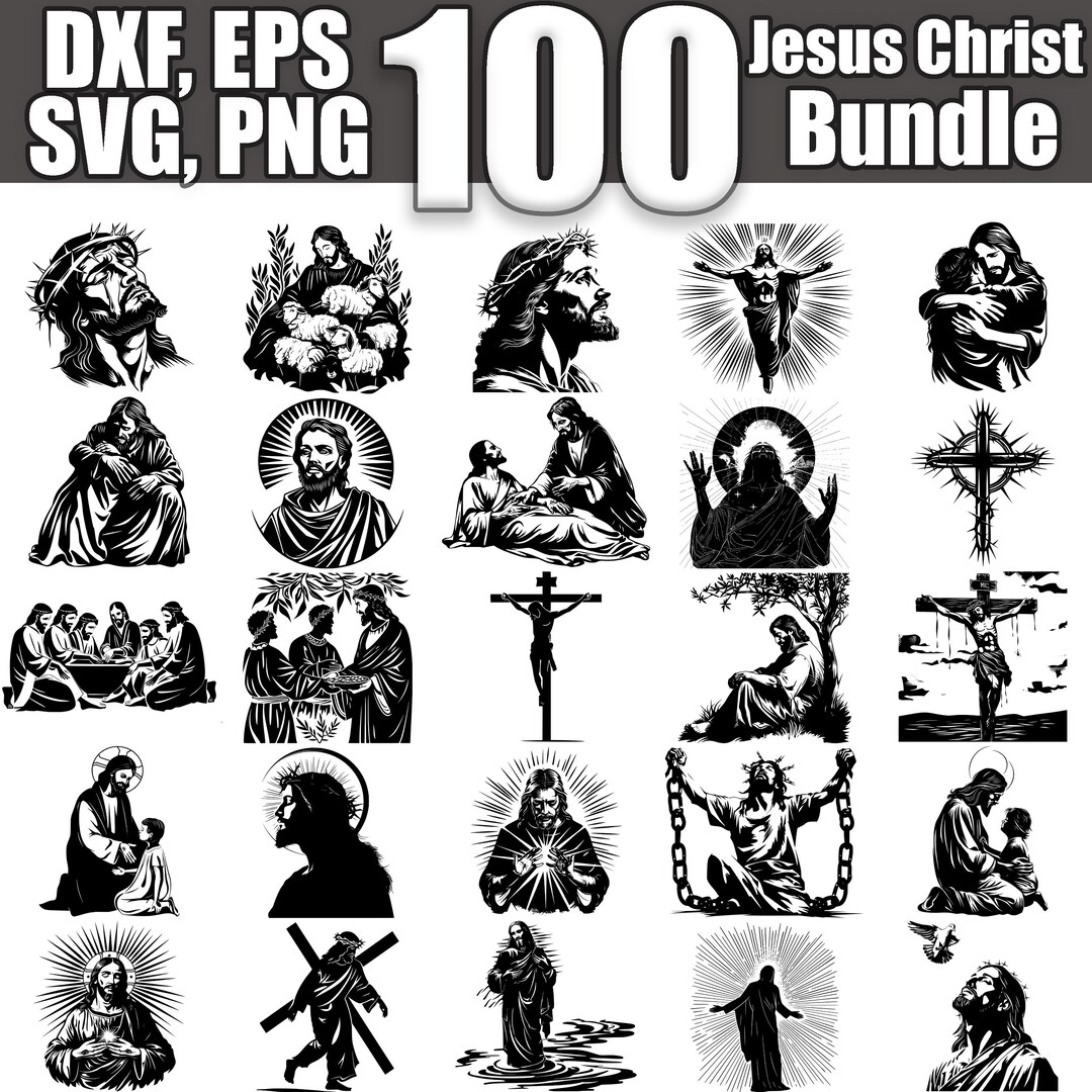 Jesus Christ SVG Bundle, Set of 100, Instant Digital Download Svg Png ...