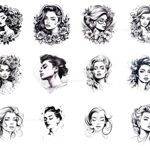 100+ Portrait Tattoo Procreate Brush Set | Unique Tattoo Style Stamp ...