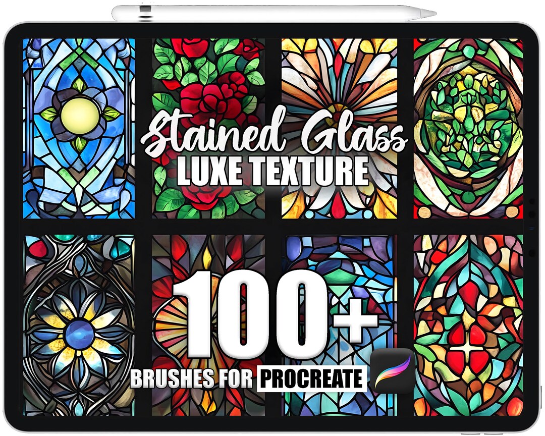 Stained Glass Texture Procreate Brushes: Seamless Patterns (instant ...