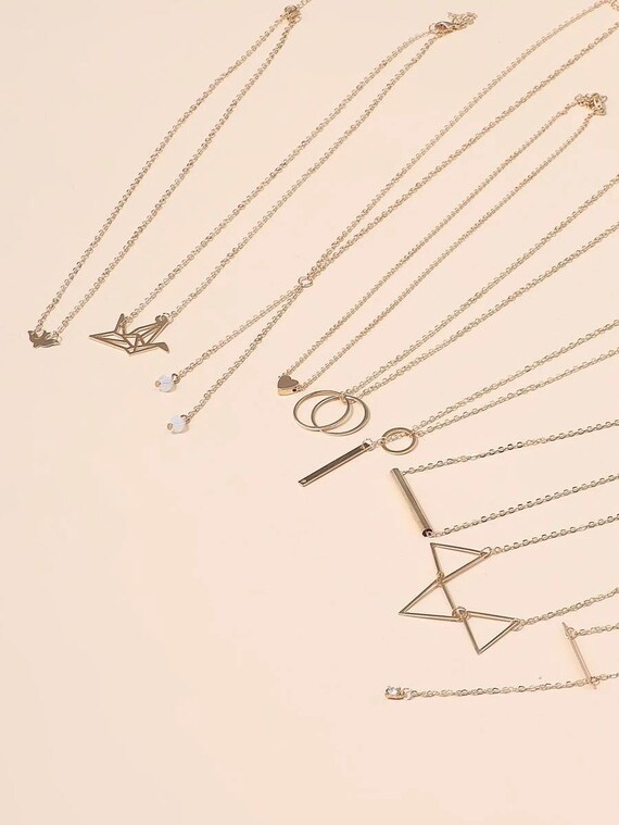 9pcs Geometric Charm Necklace | Etsy
