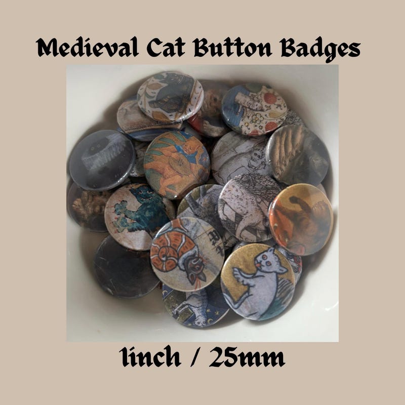 Medieval Cats Badges - Etsy UK