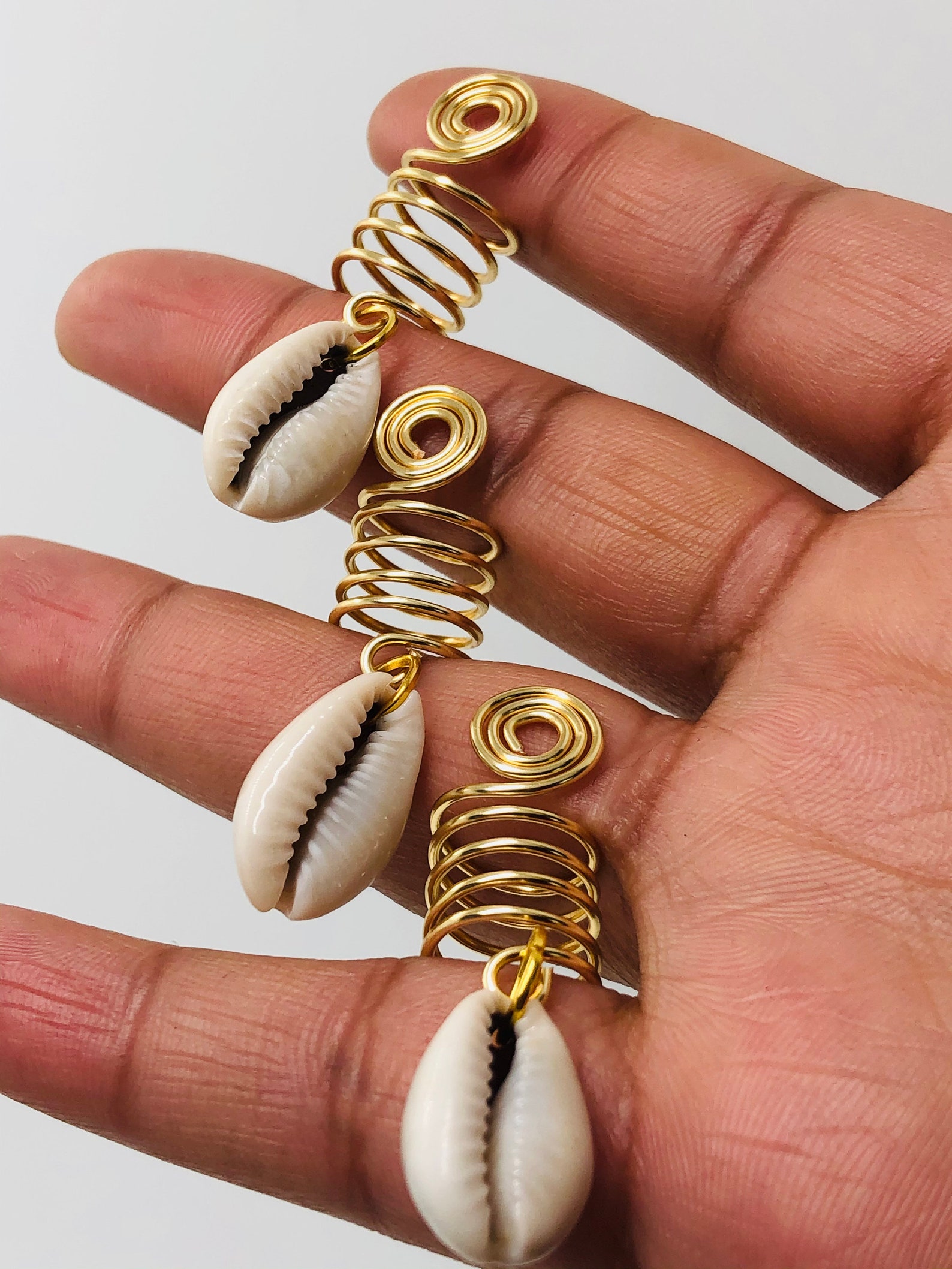 Gold 3pc Loc Jewelry Cowrie Shell Loc Coils Hair Jewelry | Etsy
