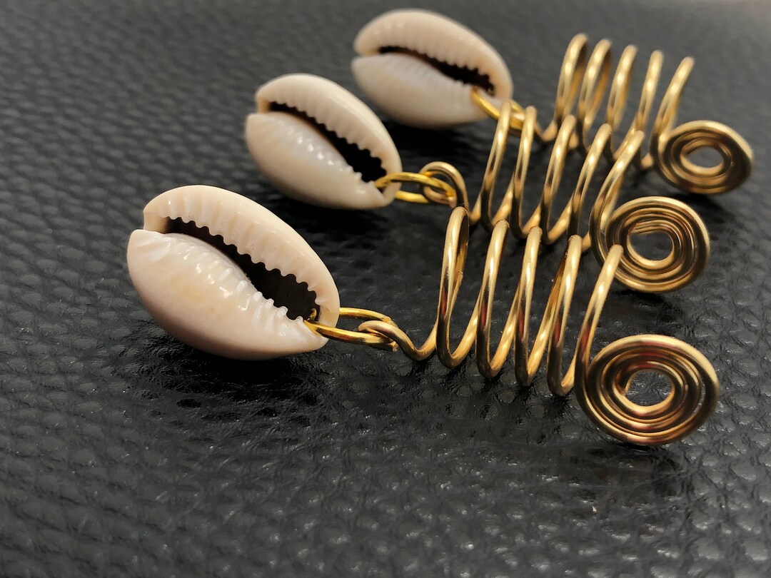Gold Cowrie Shell Loc Jewelry Set - Handmade Hair Coils (3pc) - Etsy