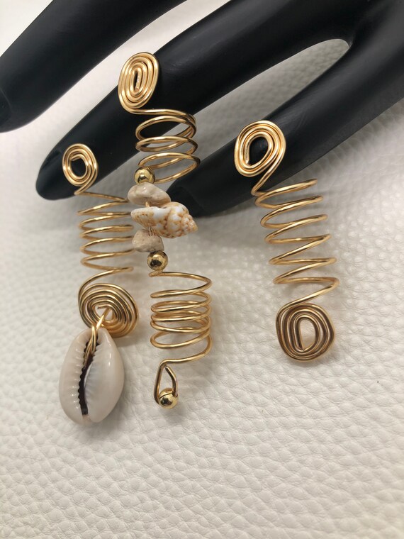 Gold 3pc Loc Jewelry set Gold coil with Cowrie Shell | Etsy