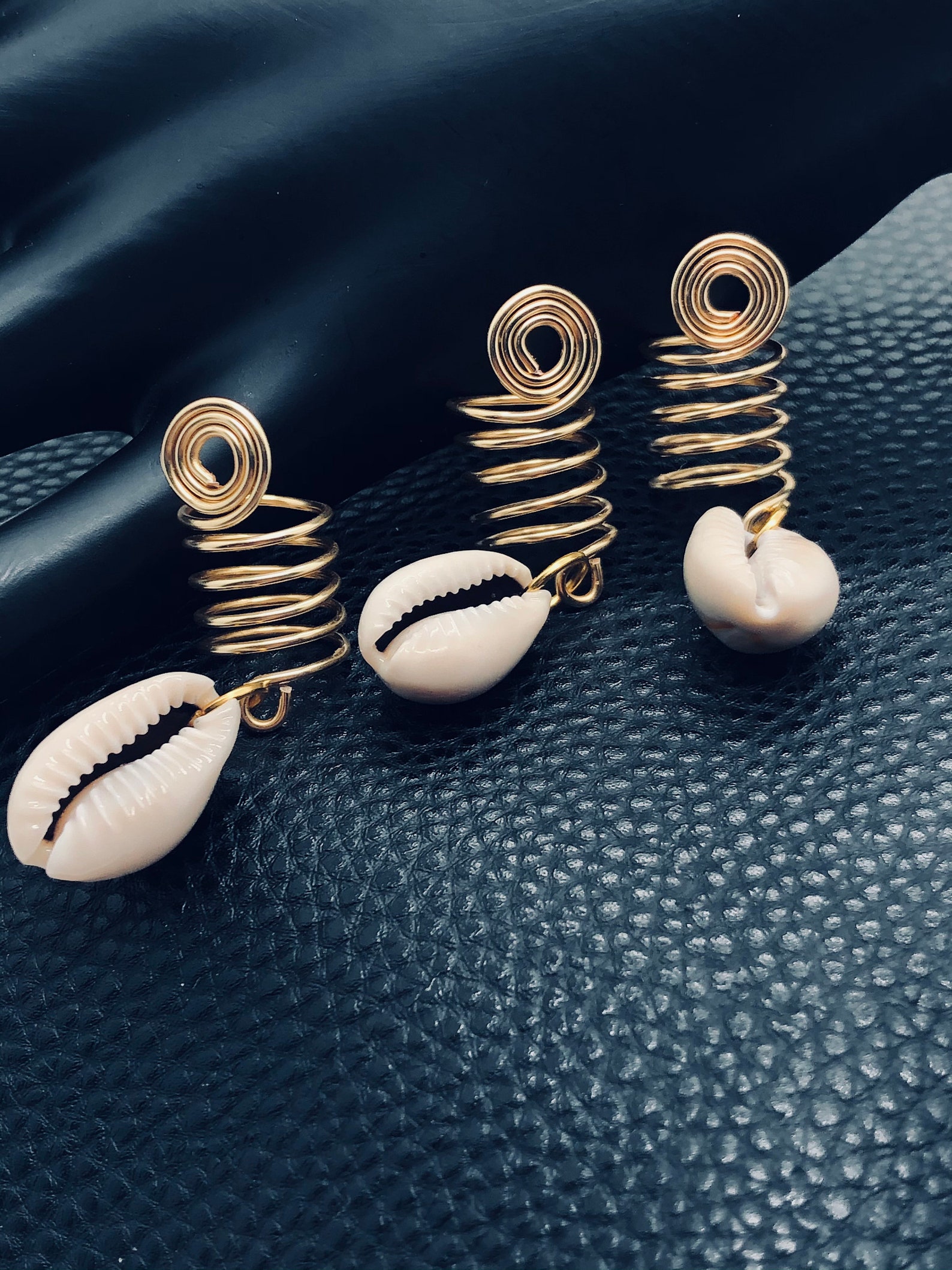 Gold Cowrie Shell Loc Jewelry Coils - 3pc Hair Accessory Set - Etsy