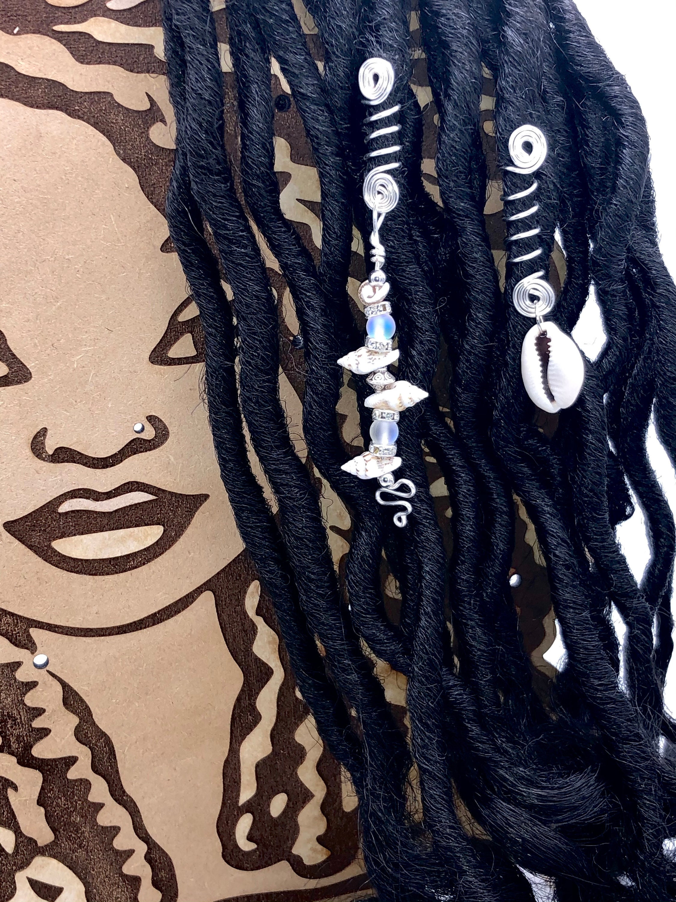 Silver 2pc Loc Jewelry Loc Jewelry Set Cowrie Shell Hair | Etsy