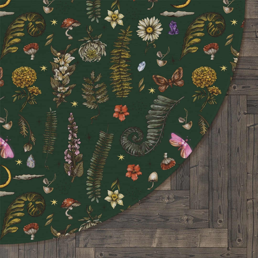 Wild Forest Round Rug Boho Dark Cottagecore Academia, Witchy Aesthetics ...