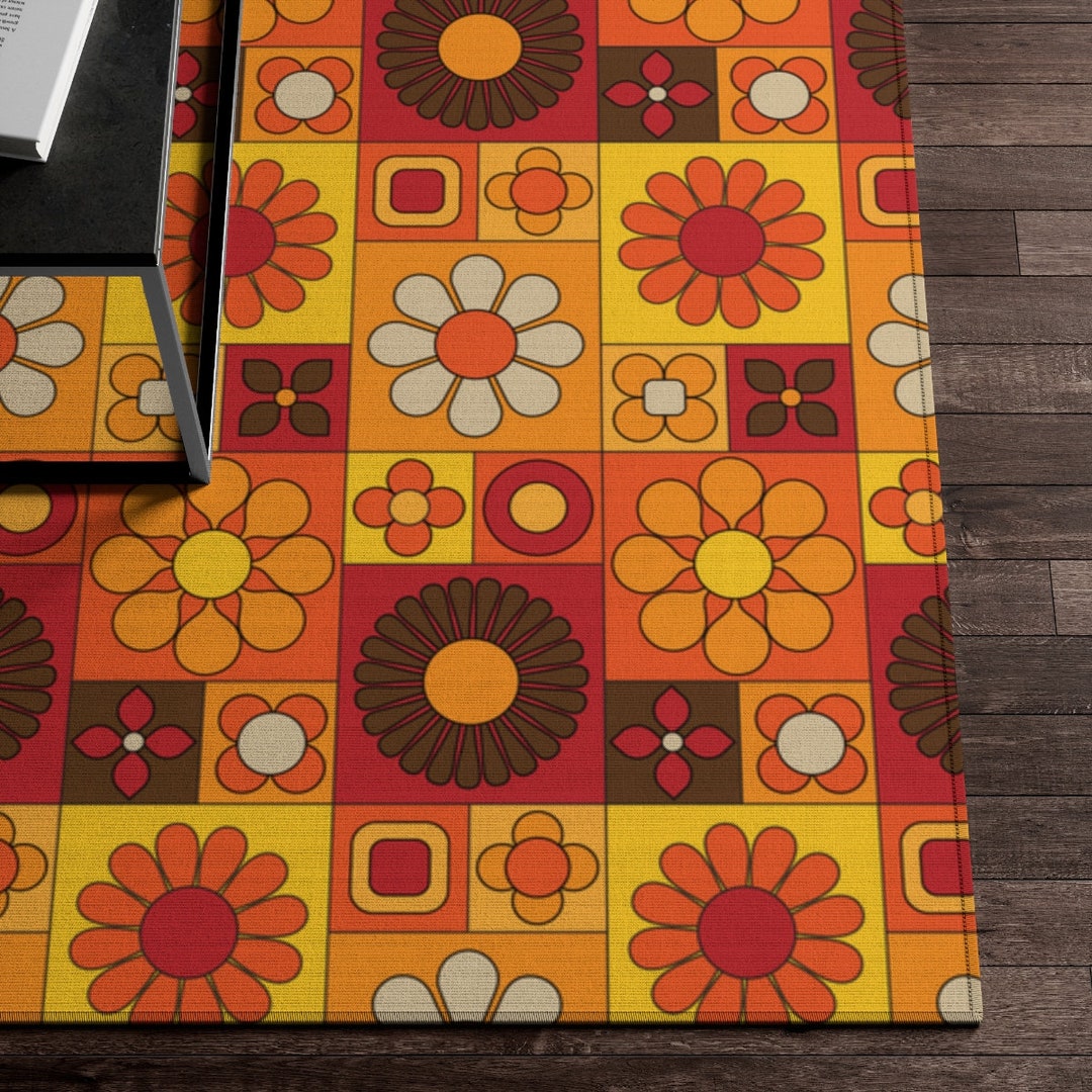 Floral Mood Retro Dornier Rug Groovy 70s Hippie Mid - Etsy