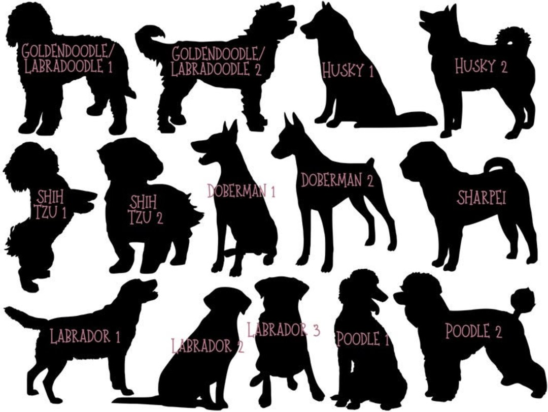 Custom Dog Silhouette Stickers , Custom Dog Decals, Dog Breeds Decals ...