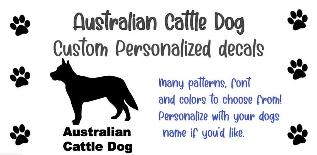 Australian Cattle Personalized Dog Breed Decals, Custom Dog Silhouettes ...