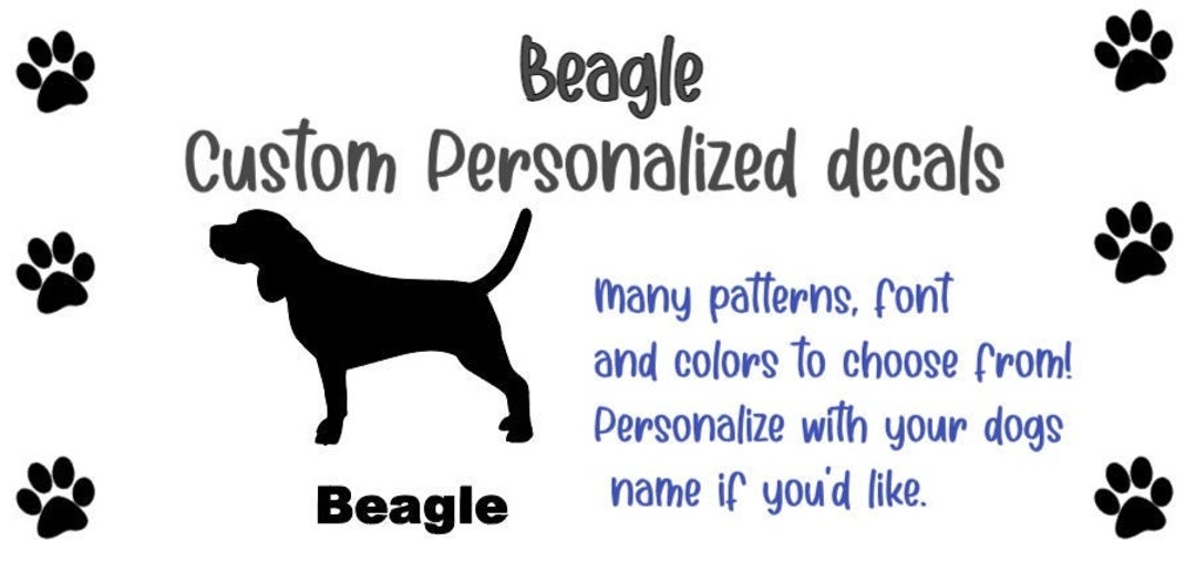 Beagle Personalized Dog Breed Decals, Custom Dog Silhouettes for Women ...