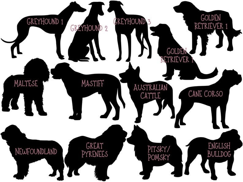Custom Dog Silhouette Stickers , Custom Dog Decals, Dog Breeds Decals ...