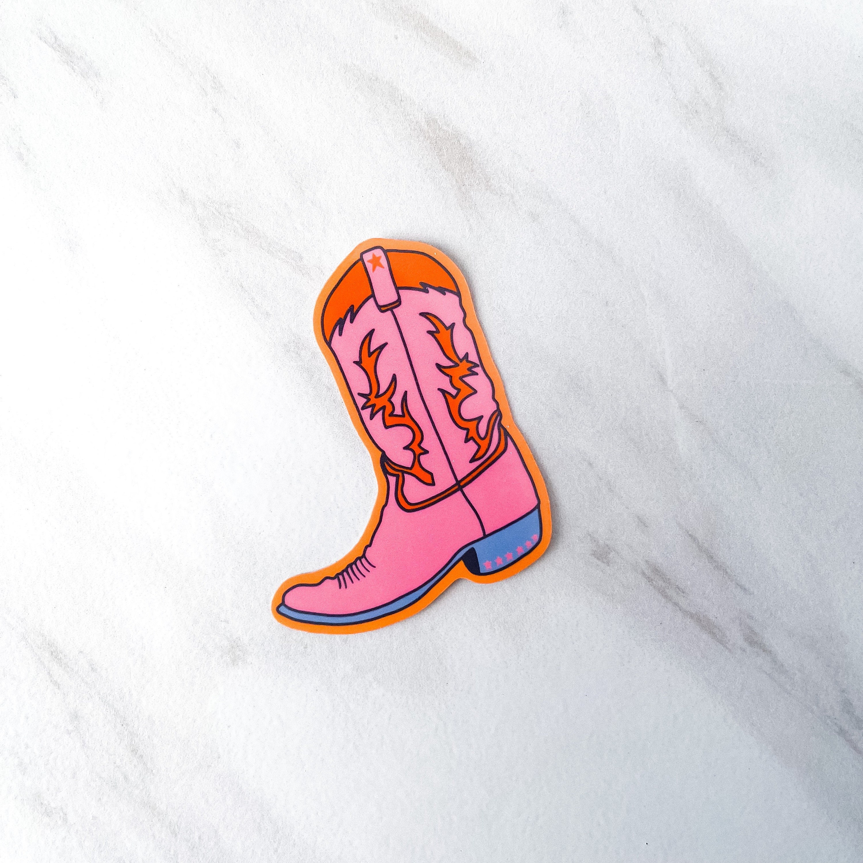 Pink Cowboy Boot Sticker Cute Sticker Laptop Sticker - Etsy