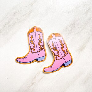 Pink Cowboy Boot Sticker Cute Sticker, Laptop Sticker, Waterproof ...