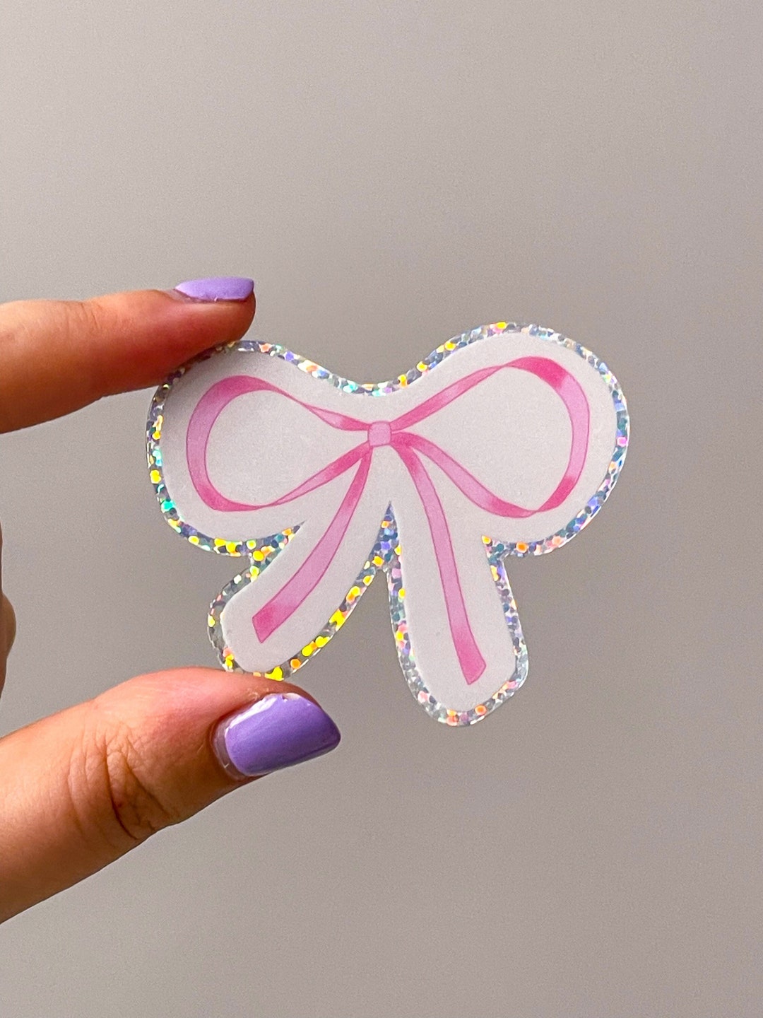 Pink Bow Glitter Sticker Cute Sticker, Waterproof Sticker, Coquette ...