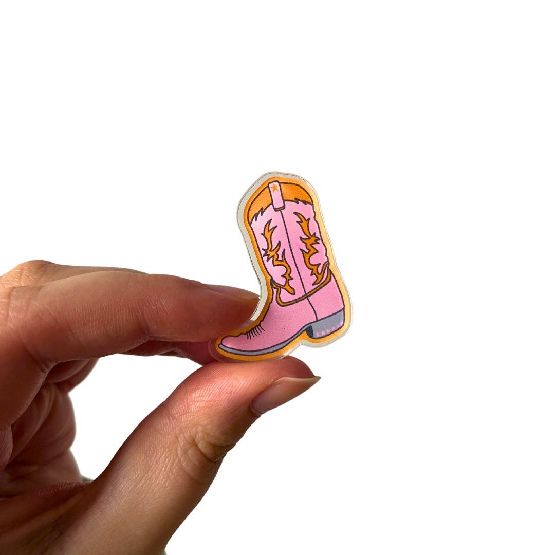 Pink Cowgirl Boot Acrylic Pin Cowboy Boot Pin, Nashville Pin ...