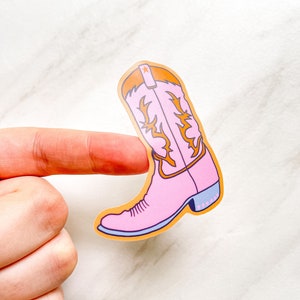 Pink Cowboy Boot Sticker Cute Sticker, Laptop Sticker, Waterproof ...