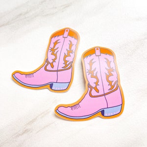 Pink Cowboy Boot Sticker Cute Sticker, Laptop Sticker, Waterproof ...