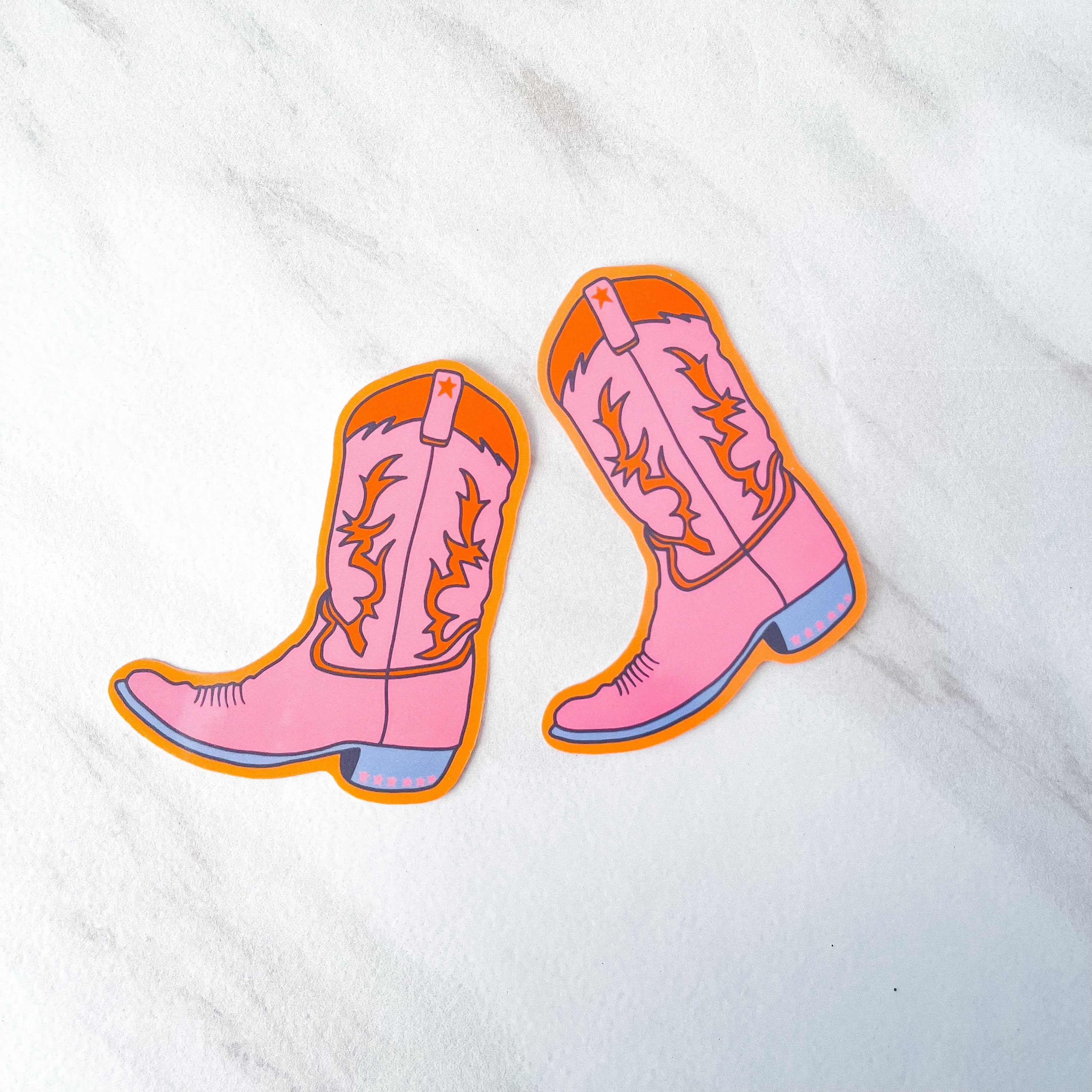 Pink Cowboy Boot Sticker Cute Sticker Laptop Sticker - Etsy