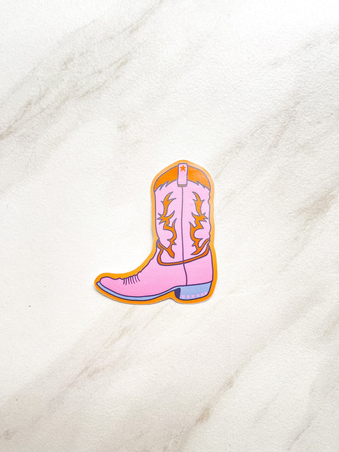 Pink Cowboy Boot Sticker Cute Sticker, Laptop Sticker, Waterproof ...