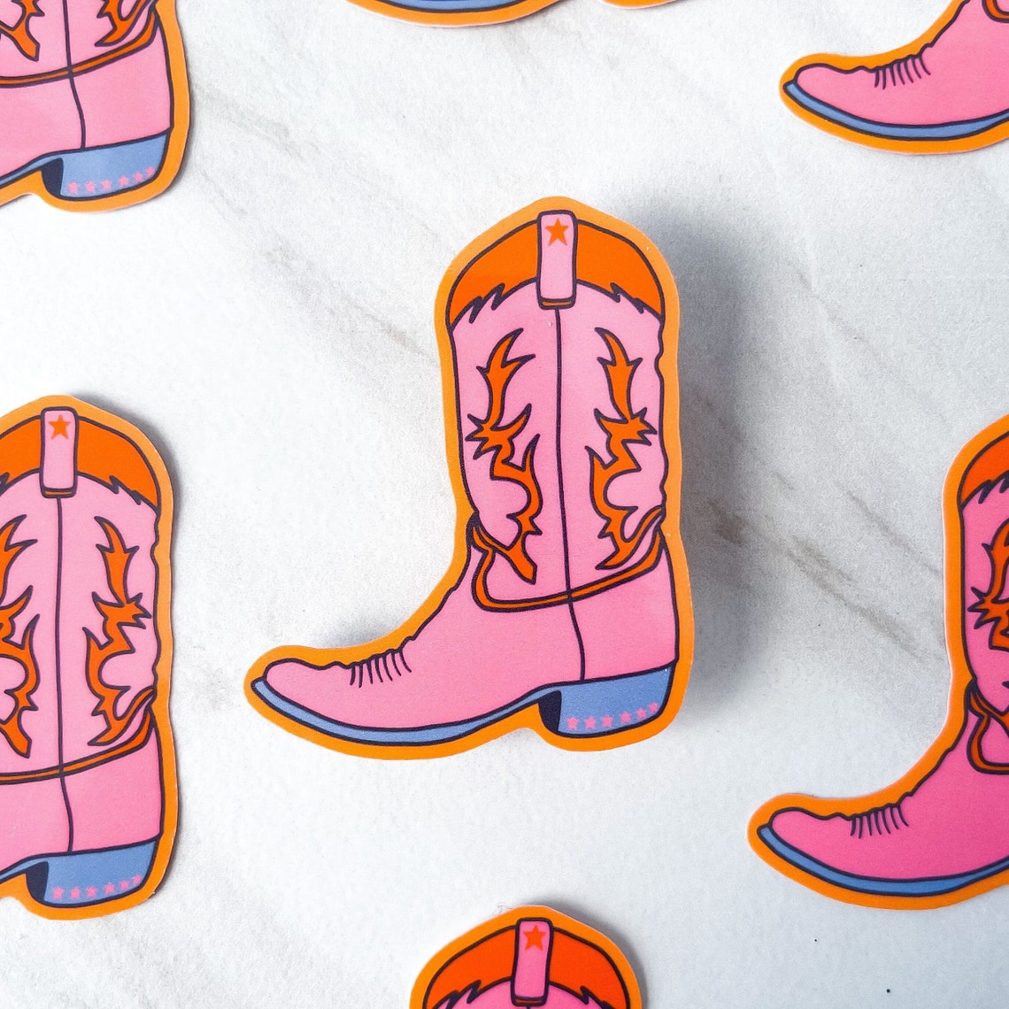 Pink Cowboy Boot Sticker Cute Sticker Laptop Sticker - Etsy