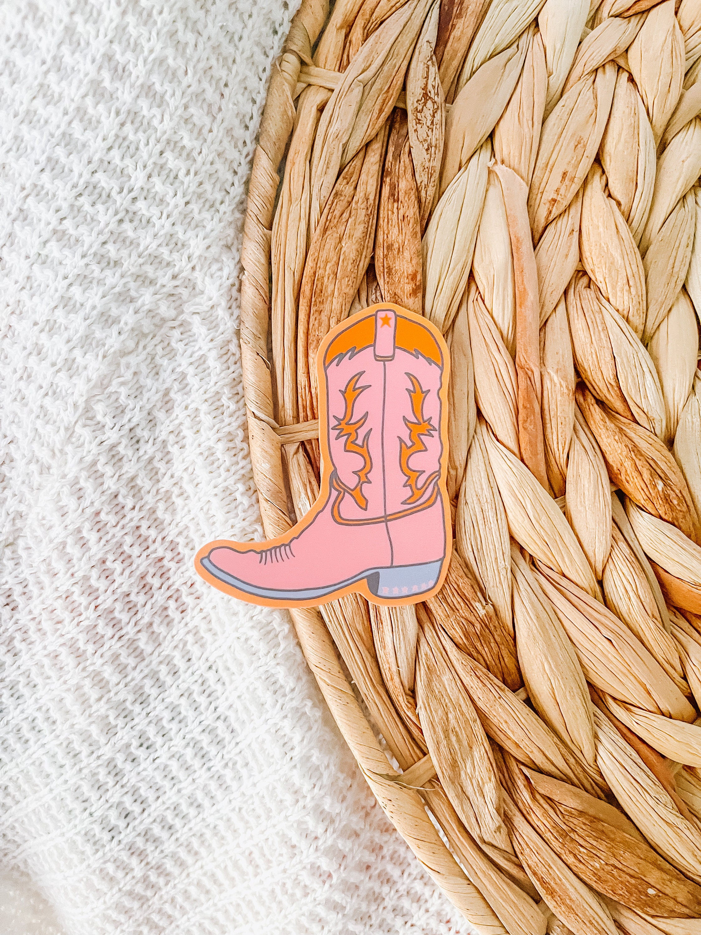 Pink Cowboy Boot Sticker Cute Sticker Laptop Sticker | Etsy