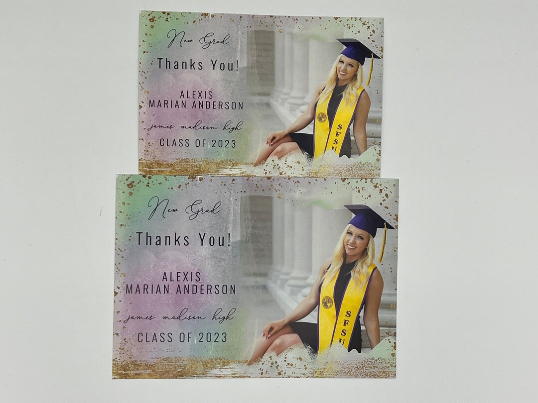Custom Printed Graduation Thank You Cards Personalized - Etsy