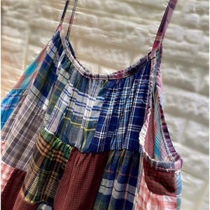 Womens Prairie Dress Pinafore Apron Dress Patchwork Strappy Summer Slip ...