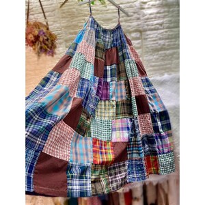 Womens Prairie Dress Pinafore Apron Dress Patchwork Strappy Summer Slip ...