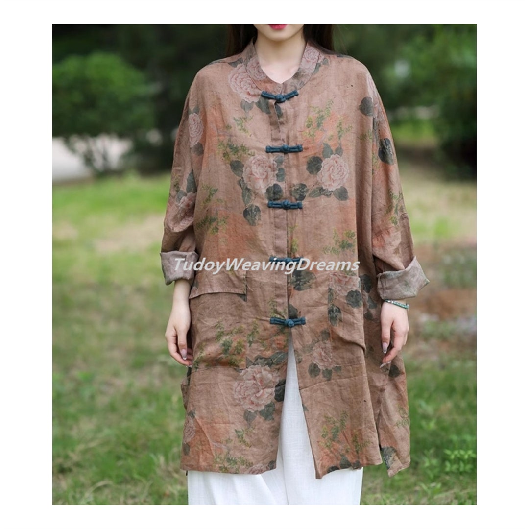 Linen Tang Suit Hanfu Blouse Linen Tunic Tops for Women Tunic Dress ...