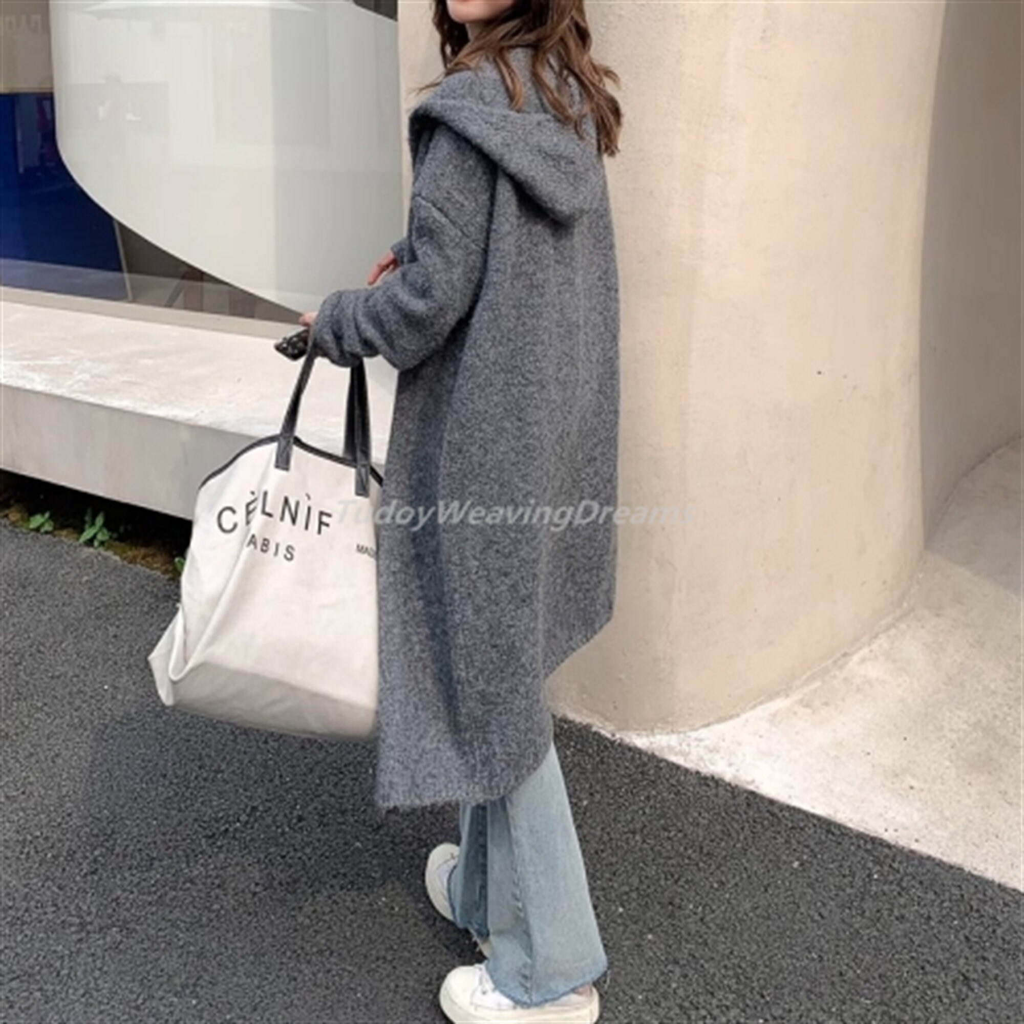 Long Hoodie Cardigan for Women Knitted Wool Cardigan Duster Soft ...