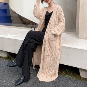 Cable Knit Cardigan Women ,chunky Warm Cardigan Plus Size , Maxi Long ...