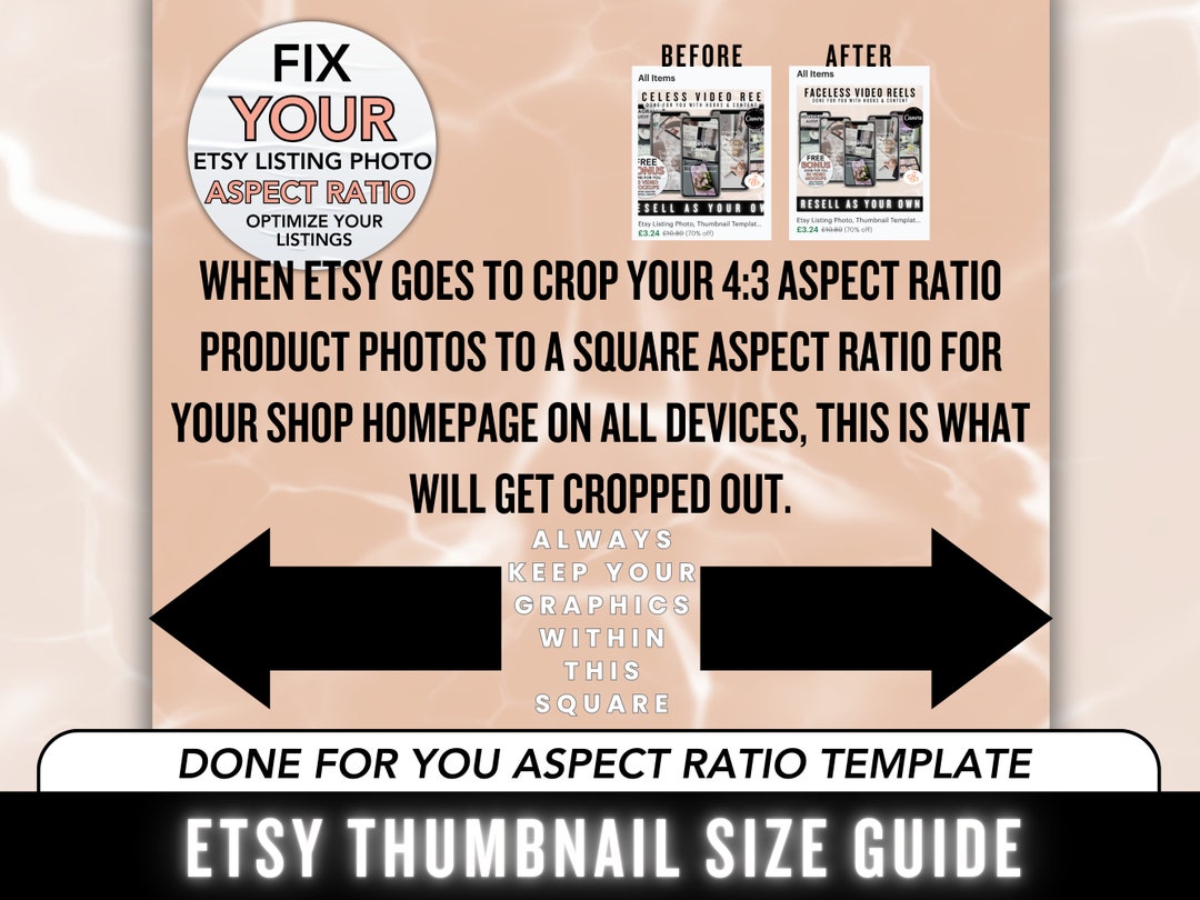 Etsy Listing Photo Thumbnail Size Guide Template for Etsy Sellers ...