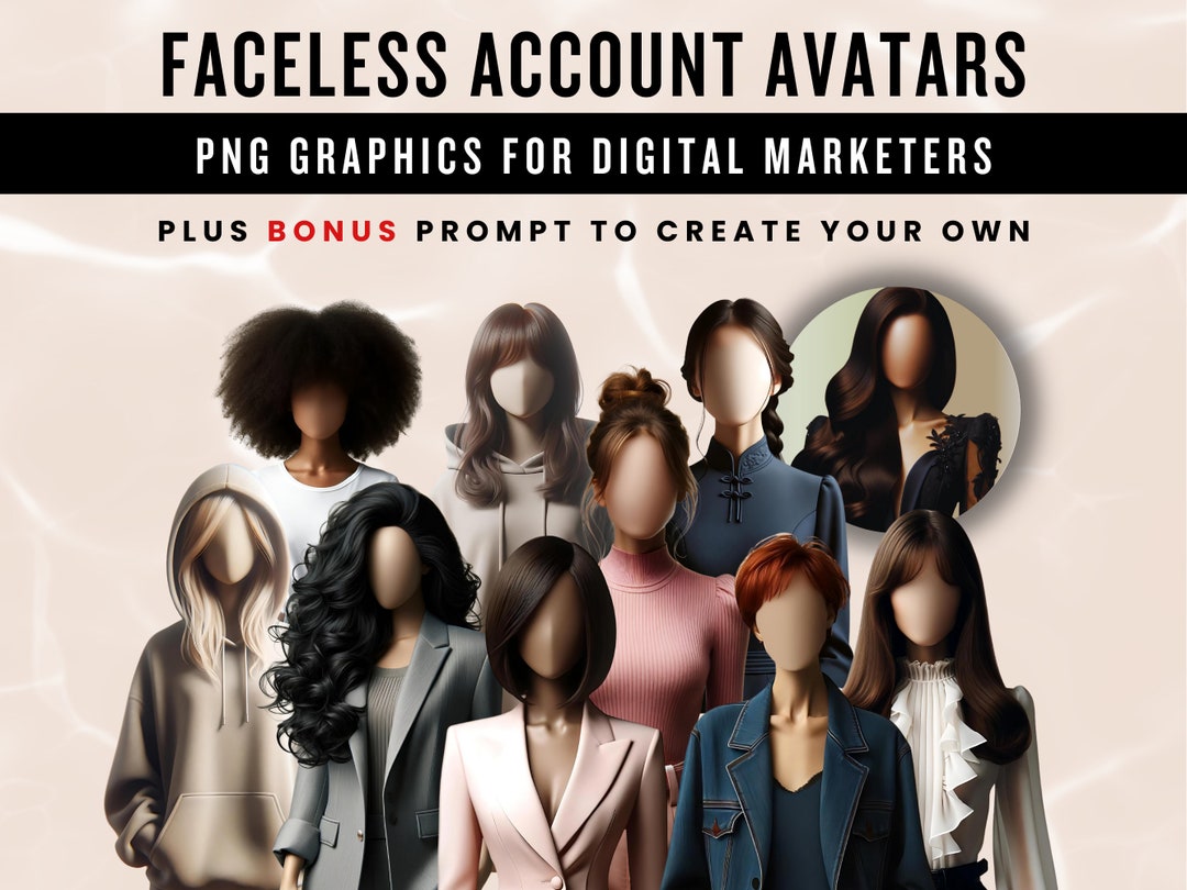 Faceless Digital Marketing PNG Graphics Bundle for Faceless Branding ...