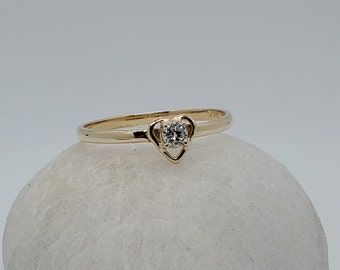 14k Gold Heart Ring | Etsy