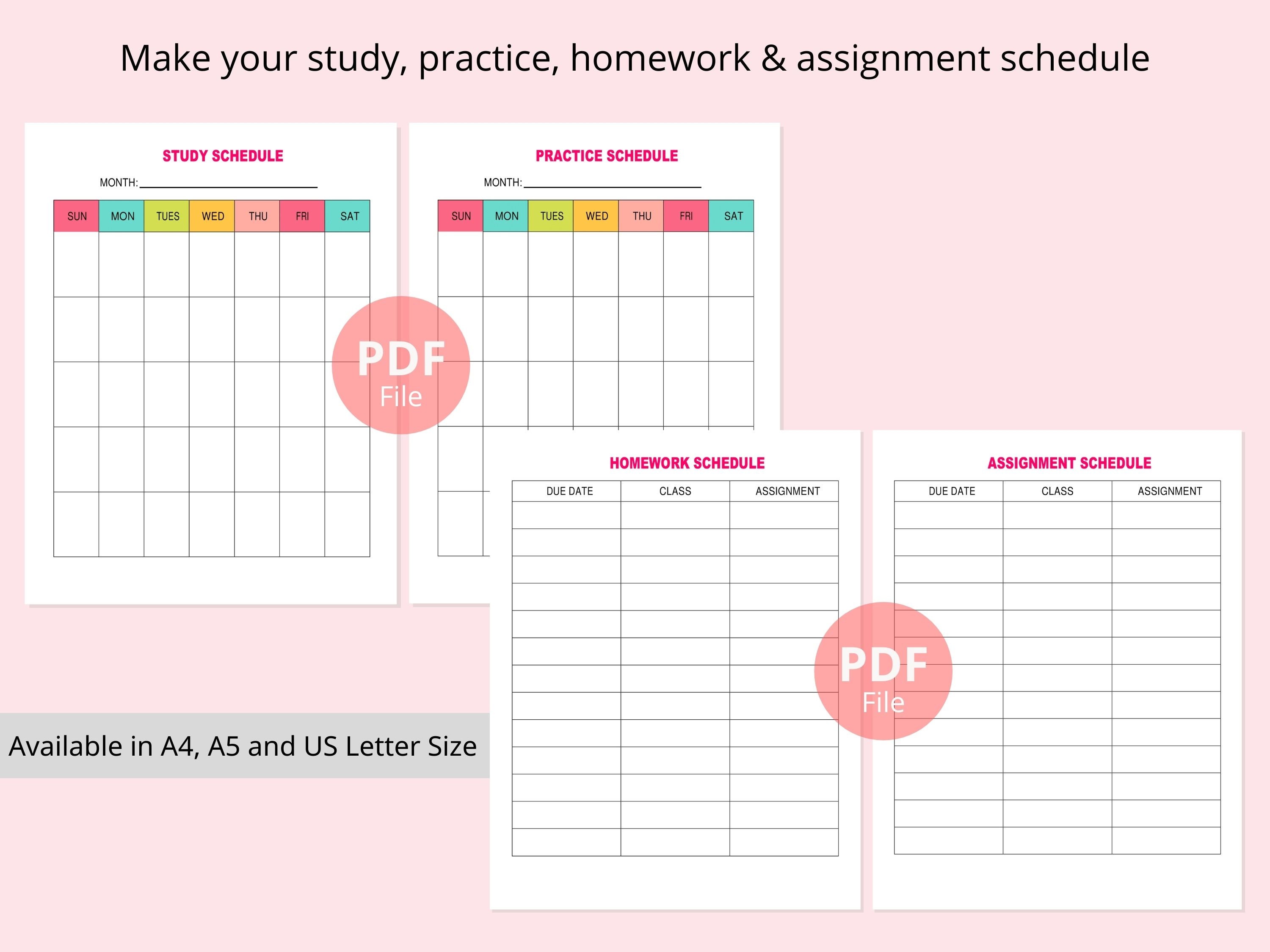 Study Planner Template, Study Organiser, Study Timetable, Student ...