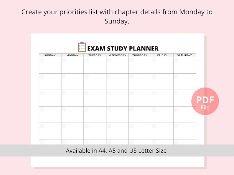 Exam Study Planner Printable Student Exam Preparation Planner PDF Exam ...