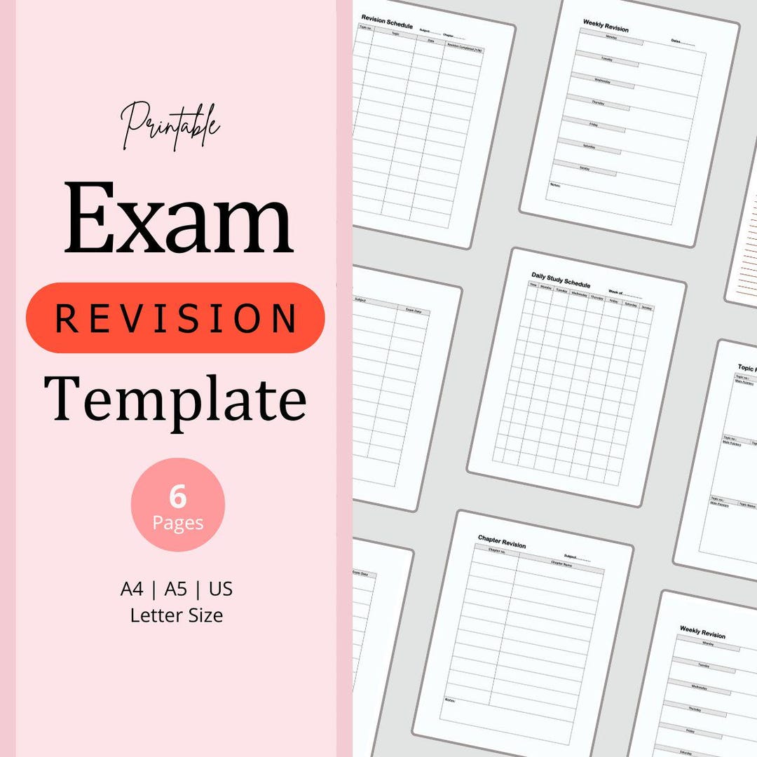 Exam Study Timetable Template, Exam Tracker Printable, Exam Revision ...