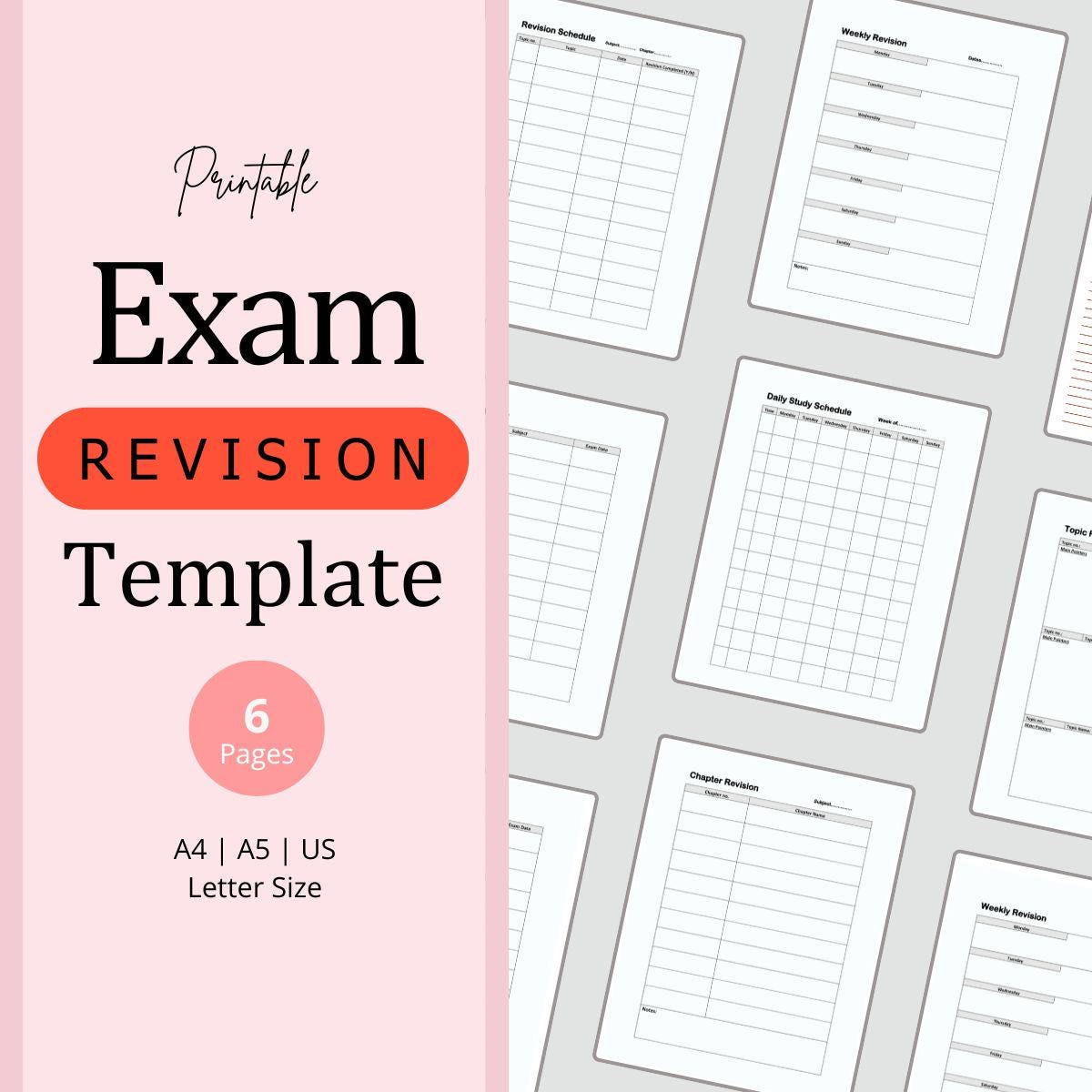 Exam Study Timetable Template, Exam Tracker Printable, Exam Revision ...