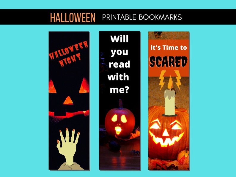 Halloween Bookmark Printable SET of 3 Bookmarks Spooky - Etsy