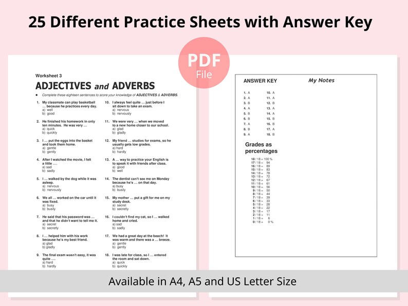 Grammar Worksheets: Adjectives, Adverbs, Pronouns - Grades 4-5 ...