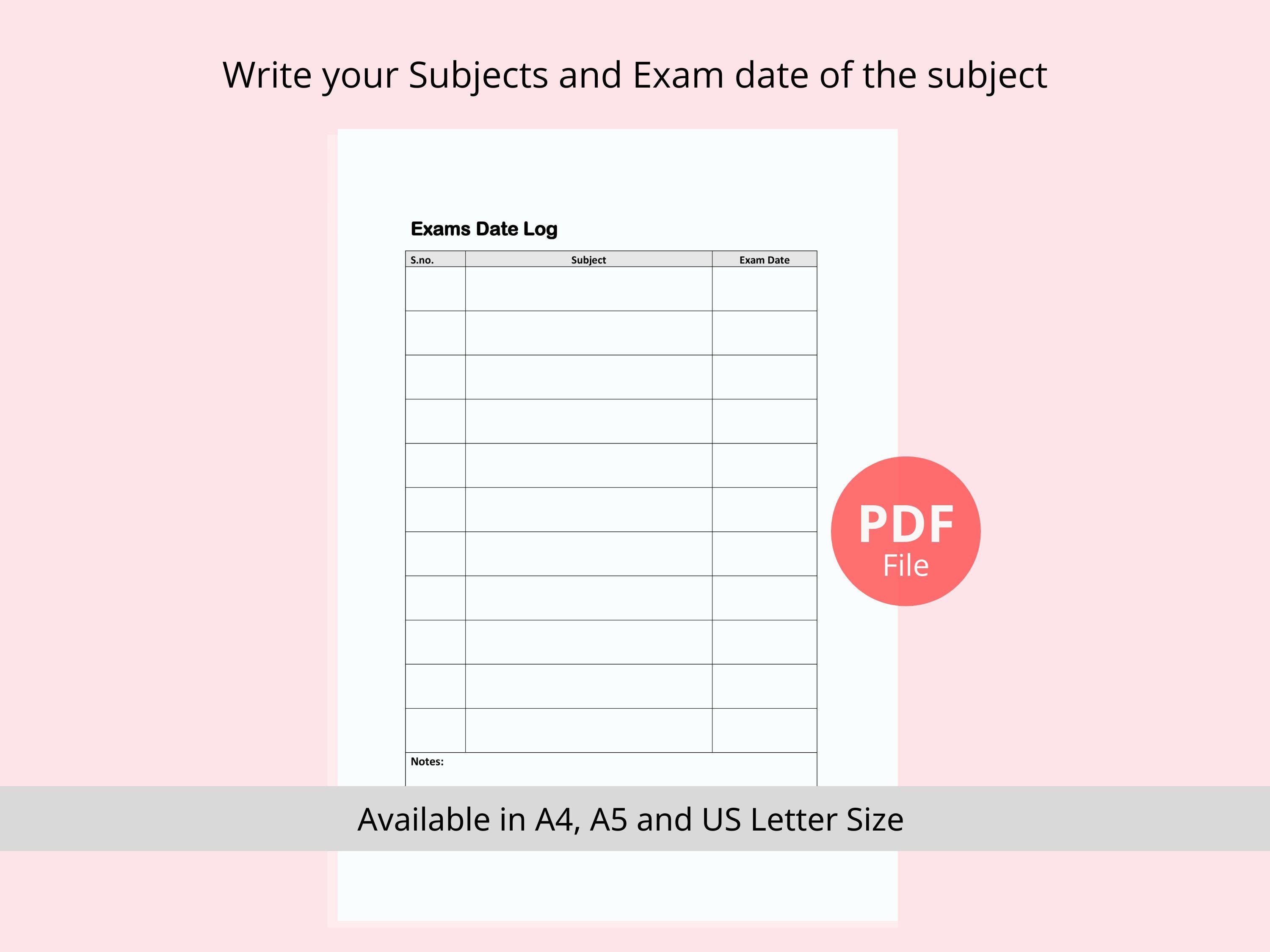 Exam Study Timetable Template, Exam Tracker Printable, Exam Revision ...