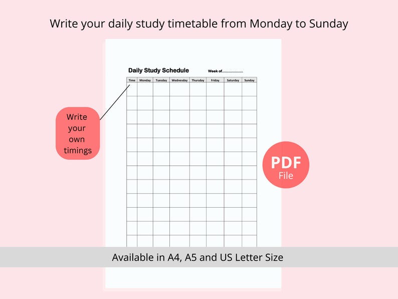 Exam Study Timetable Template, Exam Tracker Printable, Exam Revision ...