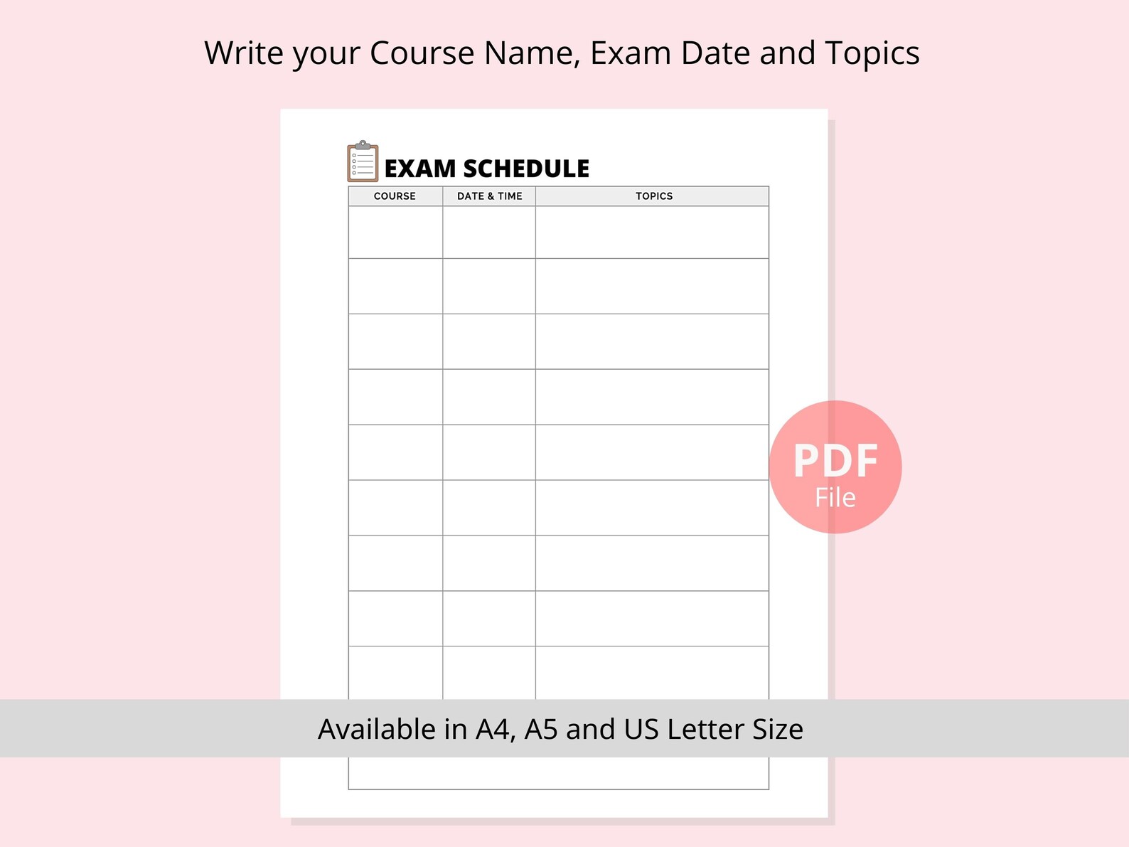 Exam Study Planner: Student Revision Timetable (digital Download) - Etsy UK