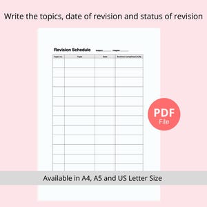 Exam Study Timetable Template, Exam Tracker Printable, Exam Revision ...