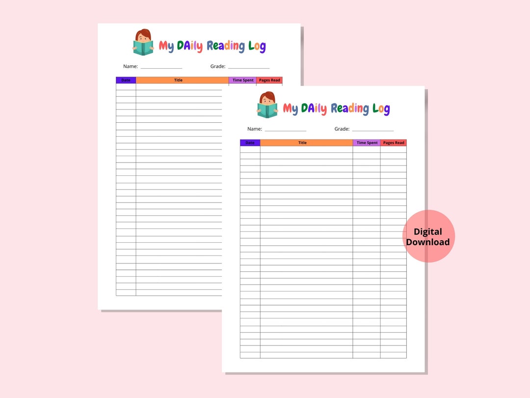 Reading Log Printable, Book Reading Planner | Digital Reading Log ...