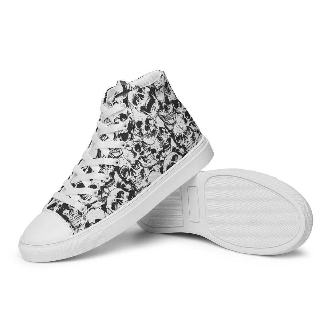 Skull Shoes for Women | High Top Canvas Shoes, Skulls, Gift for Her ...